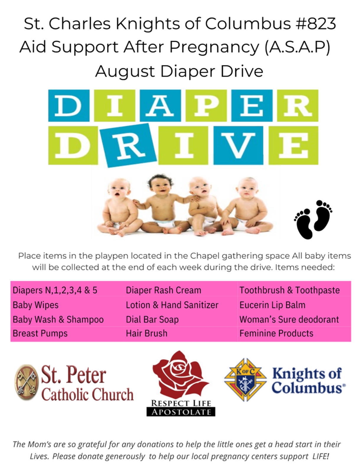 Diaper Drive > St. Peter Catholic Church
