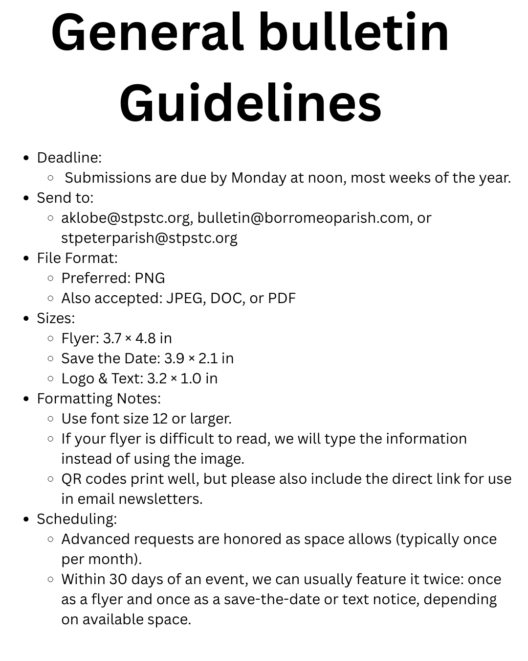 Sunday Bulletins | St. Peter Parish